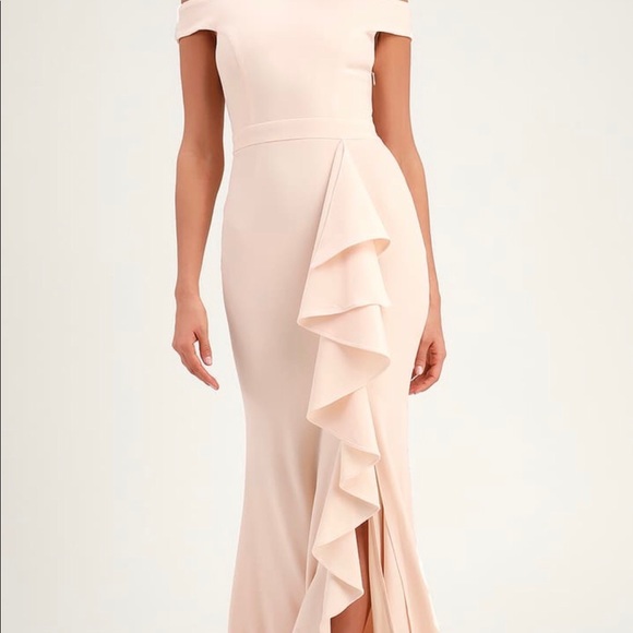 Lulus | Dresses | Cream Ruffled Offtheshoulder Prom Dress | Poshmark